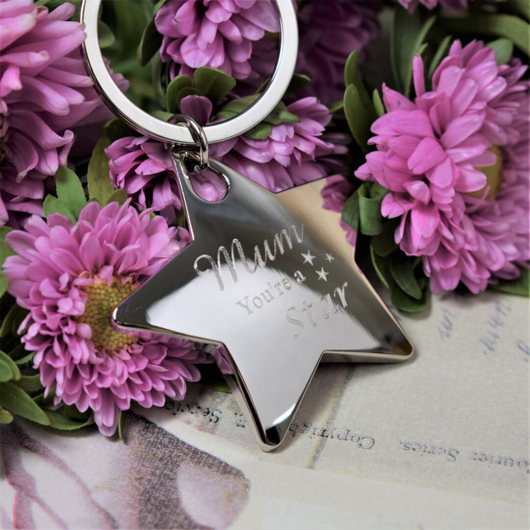 Personalised, Engraved Chrome Star Keyring | Silver Keyrings, You're A ...