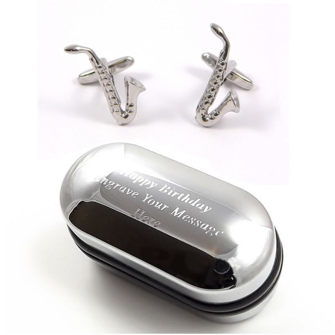Saxophone Musical Instrument Cufflinks & Engraved Gift Box (X2PSN003 ...