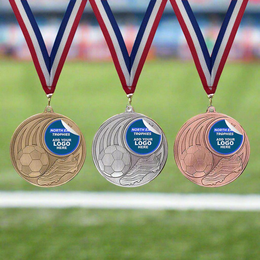 Personalised Football Medals With Ribbon, FREE Engraving, Add Your Team ...