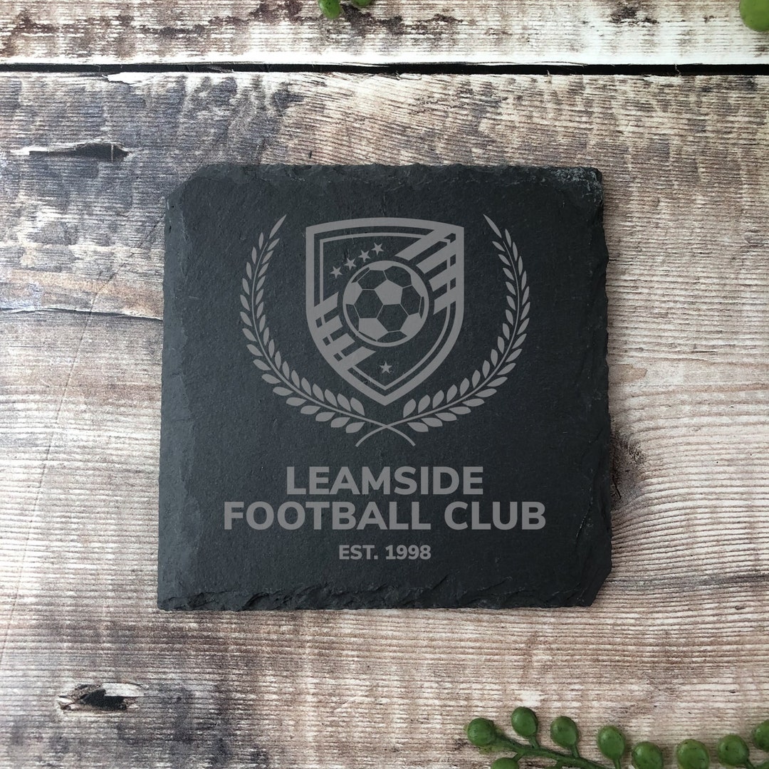 Personalized Engraved Football Badge Slate Coaster, Custom Football Fan ...