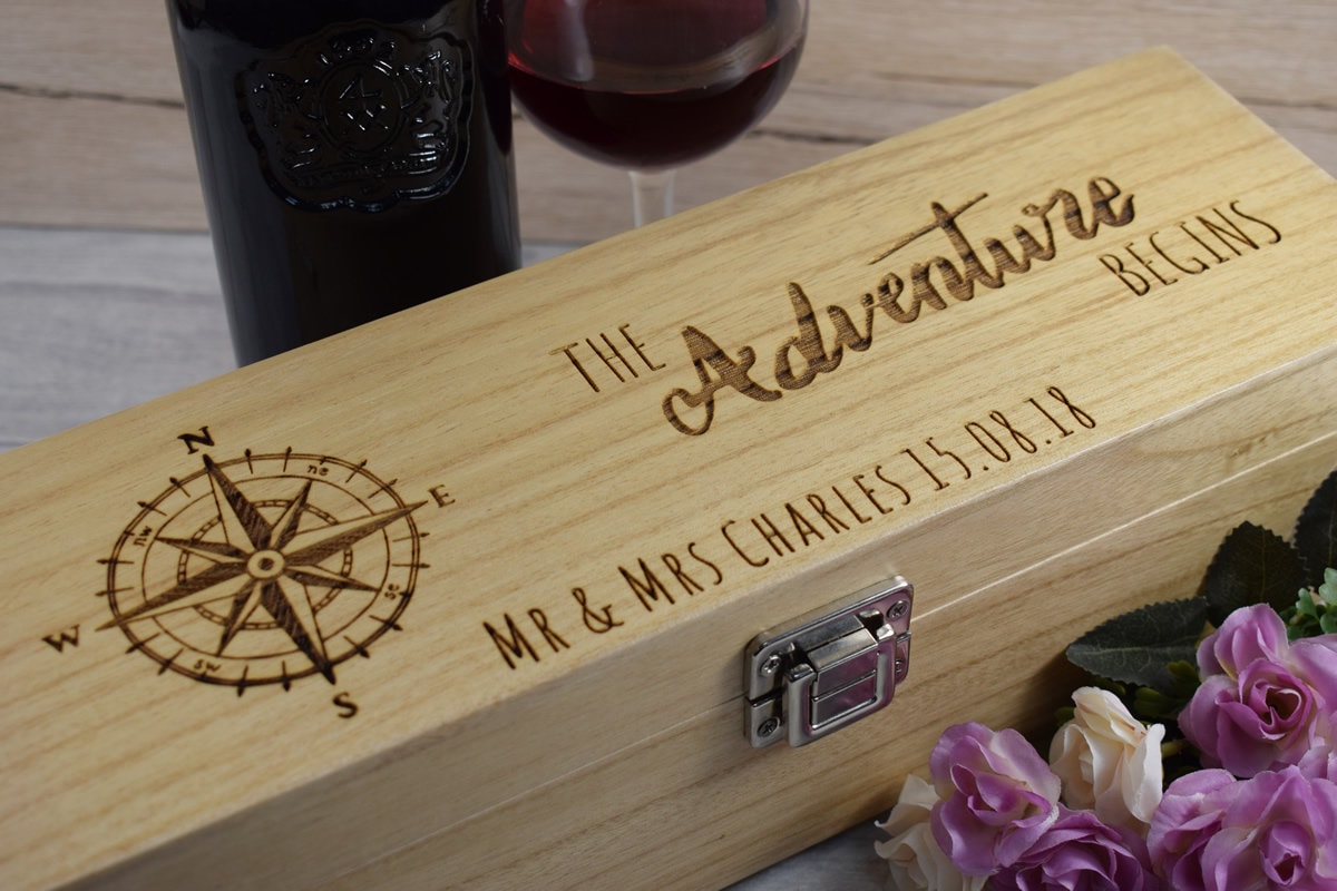 Personalised Wine Box Engraved Rustic Wooden Wedding Wine Box - Etsy UK