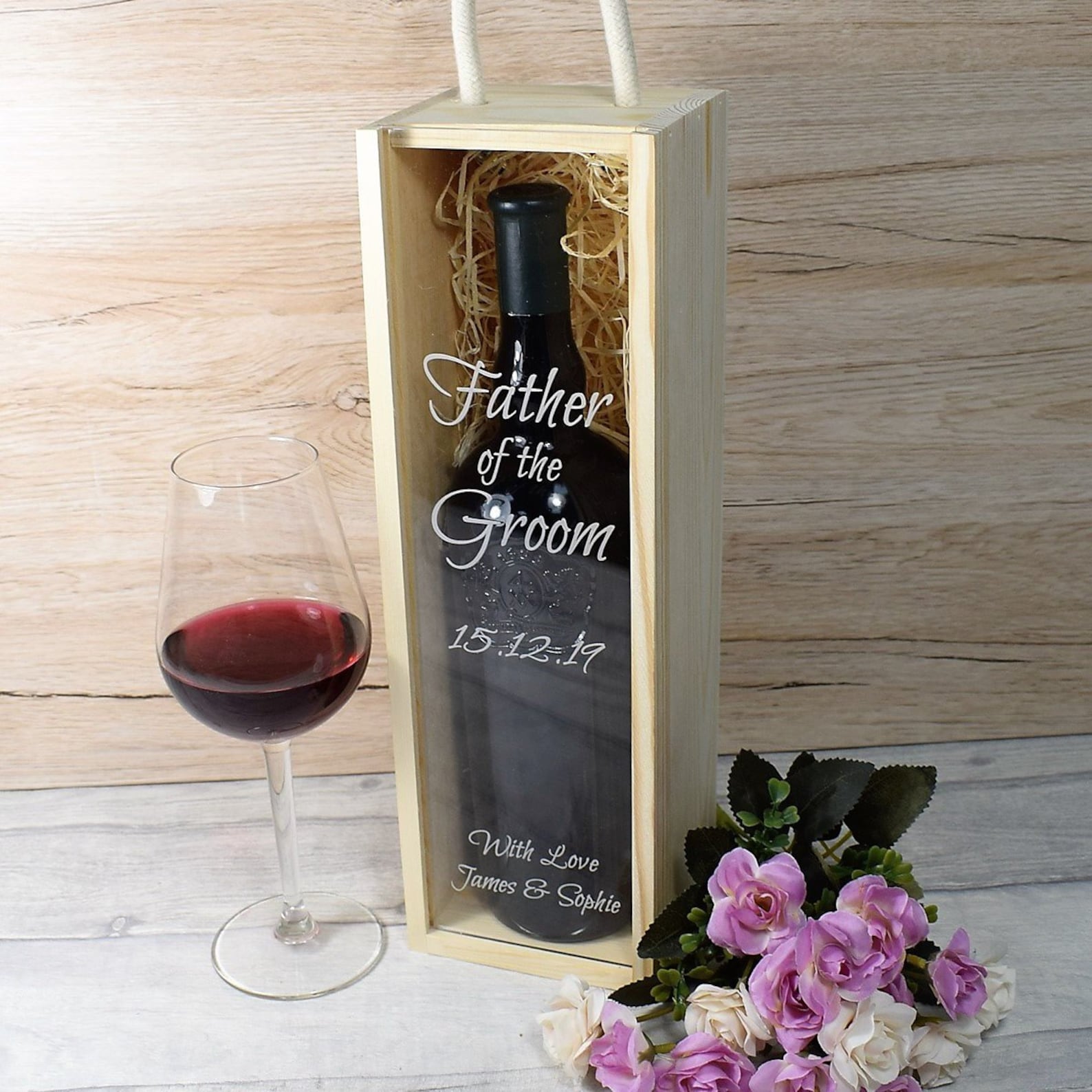 Personalised Wine Box Engraved Rustic Wooden Wedding Wine Box - Etsy