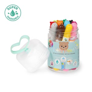 Legami Teddy Friends Marker Pens - Set of 12, Washable Felt Tip Pens ...