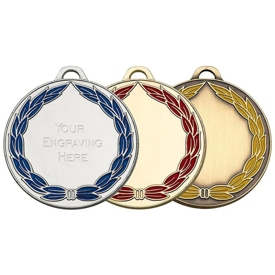 Engraved Sports Medals Award Complete With Medal Ribbon - Personalized ...