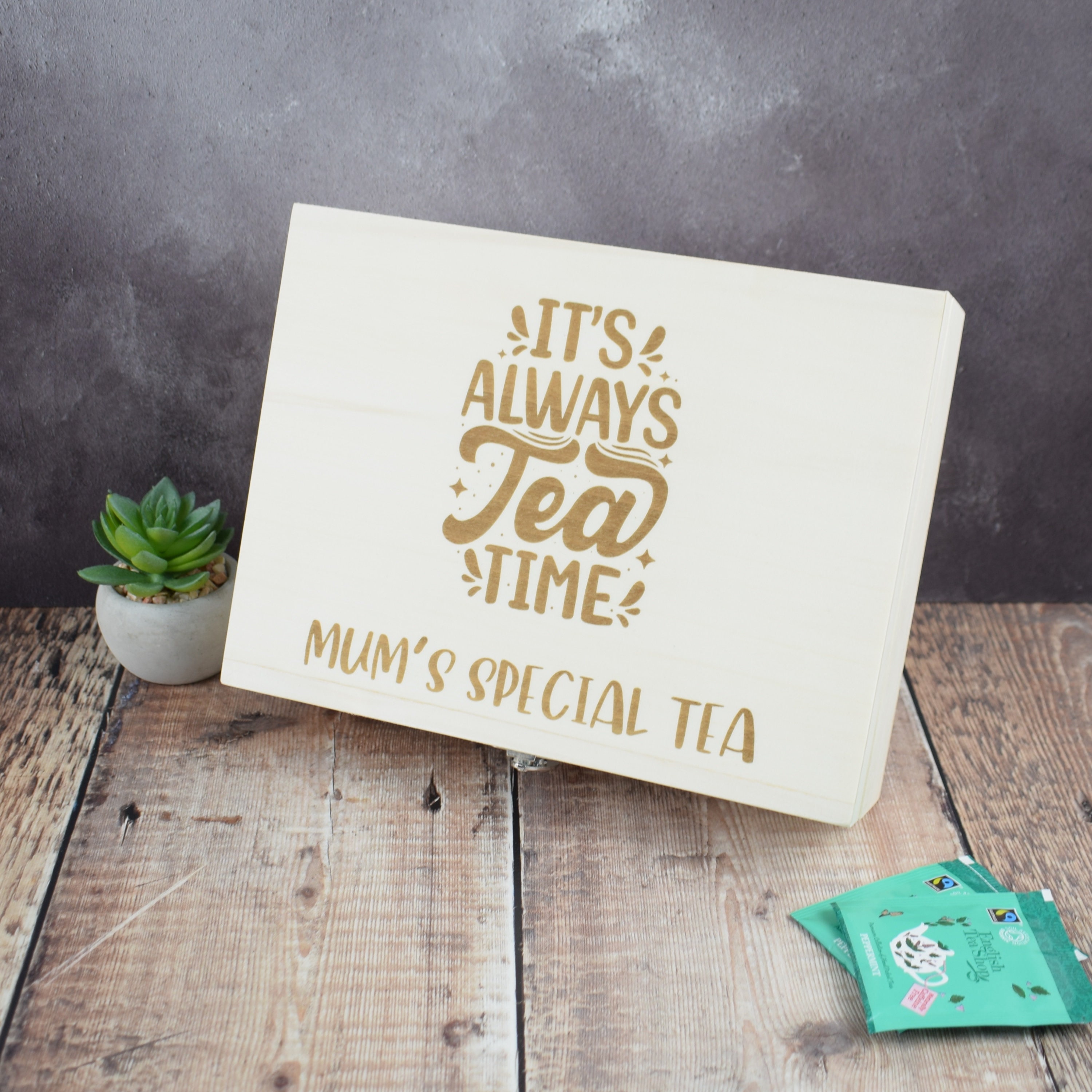 Personalised Engraved Tea Storage Box - Perfect Custom Gift for Tea ...