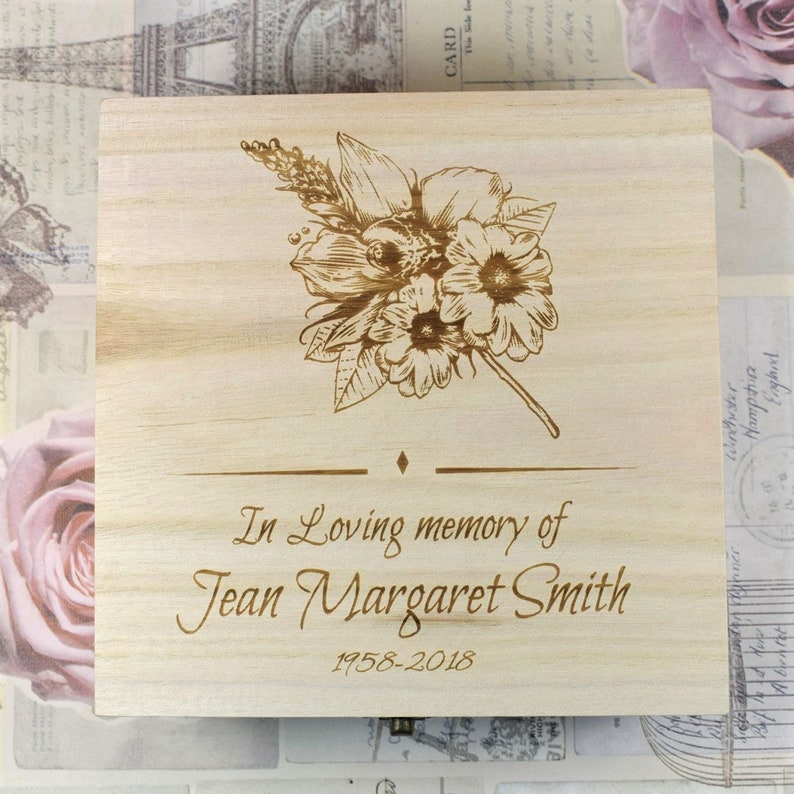 Engraved Personalised Floral Remembrance Keepsake Box in - Etsy