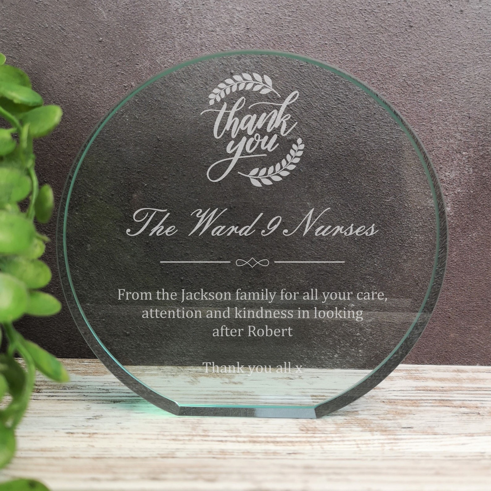 Personalised Thank You Gift Engraved Glass Plaque Award - Thank You ...