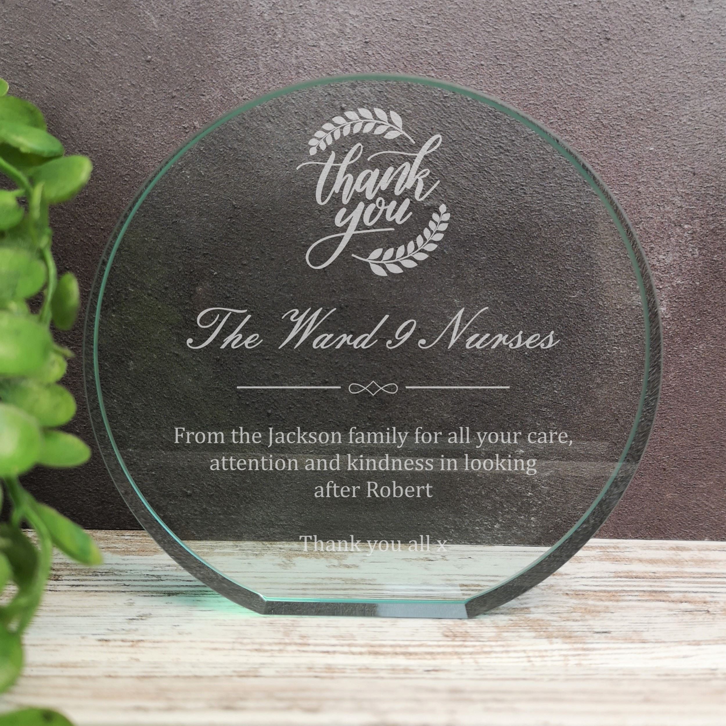 Personalised Thank You Gift Engraved Glass Plaque Award - Etsy UK