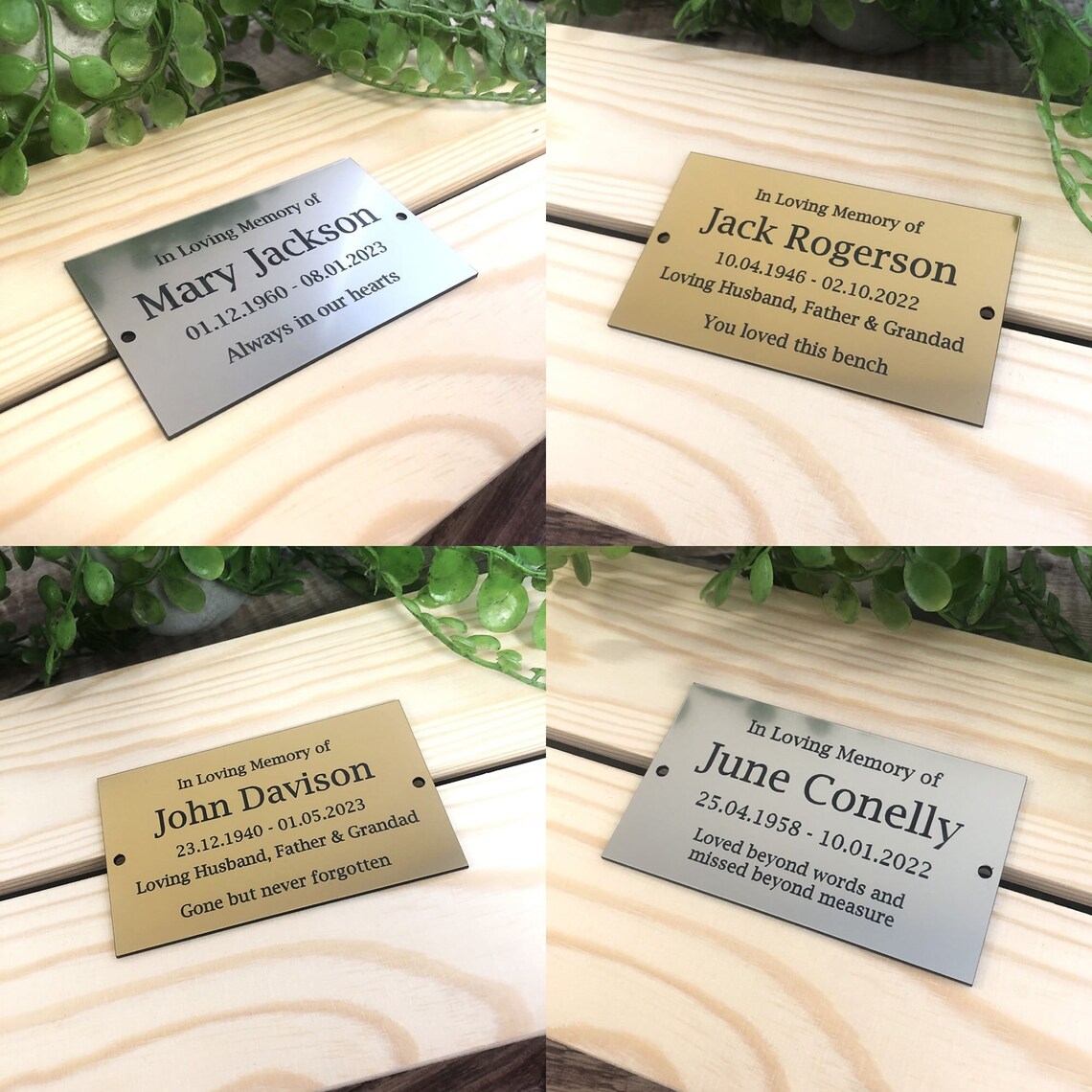 Personalised Memorial Bench Plaques - Remembrance All Weather Memorial ...