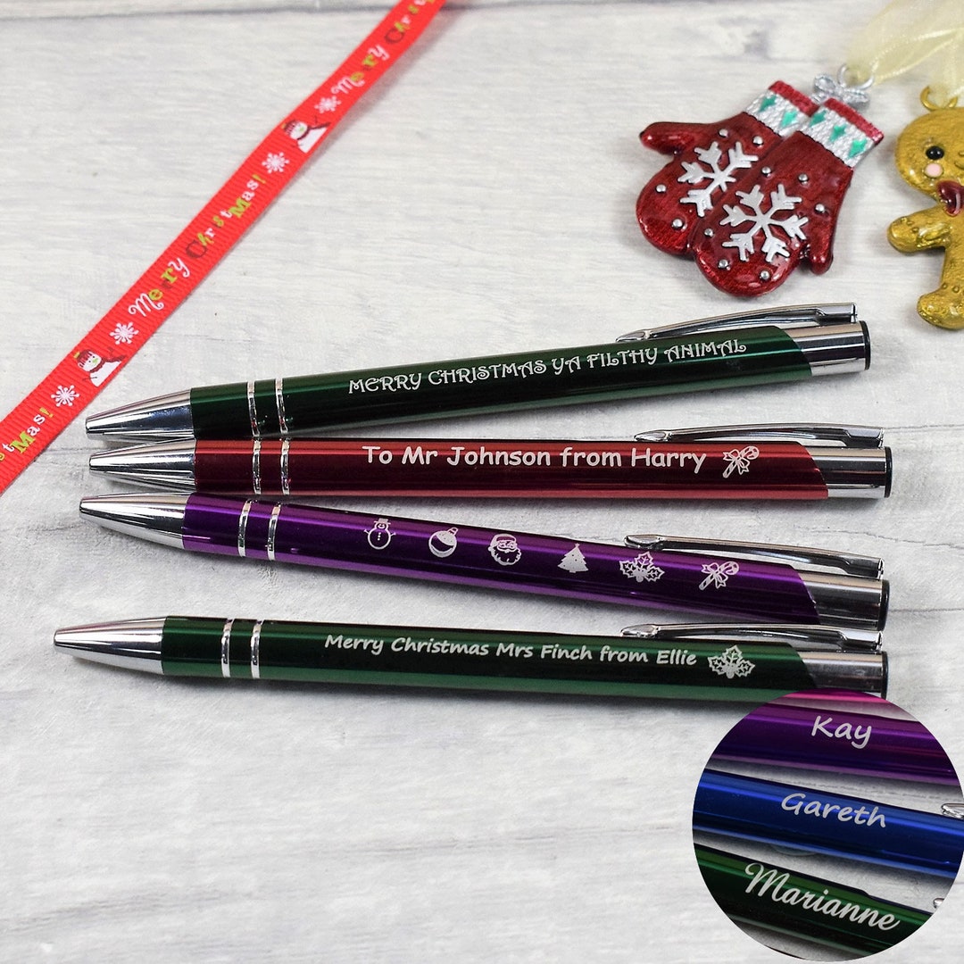 Personalised Pen, Engraved Christmas Pen Teacher Gift, Stocking Secret ...