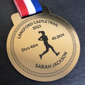 Personalised Acrylic Medal, Sports Medal, Engraved, Hiking, Running ...