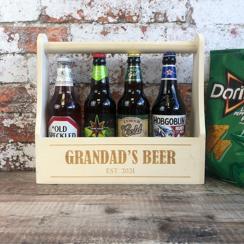 Personalised Beer Caddy Grandad's Beer Wooden Beer Crate - Etsy