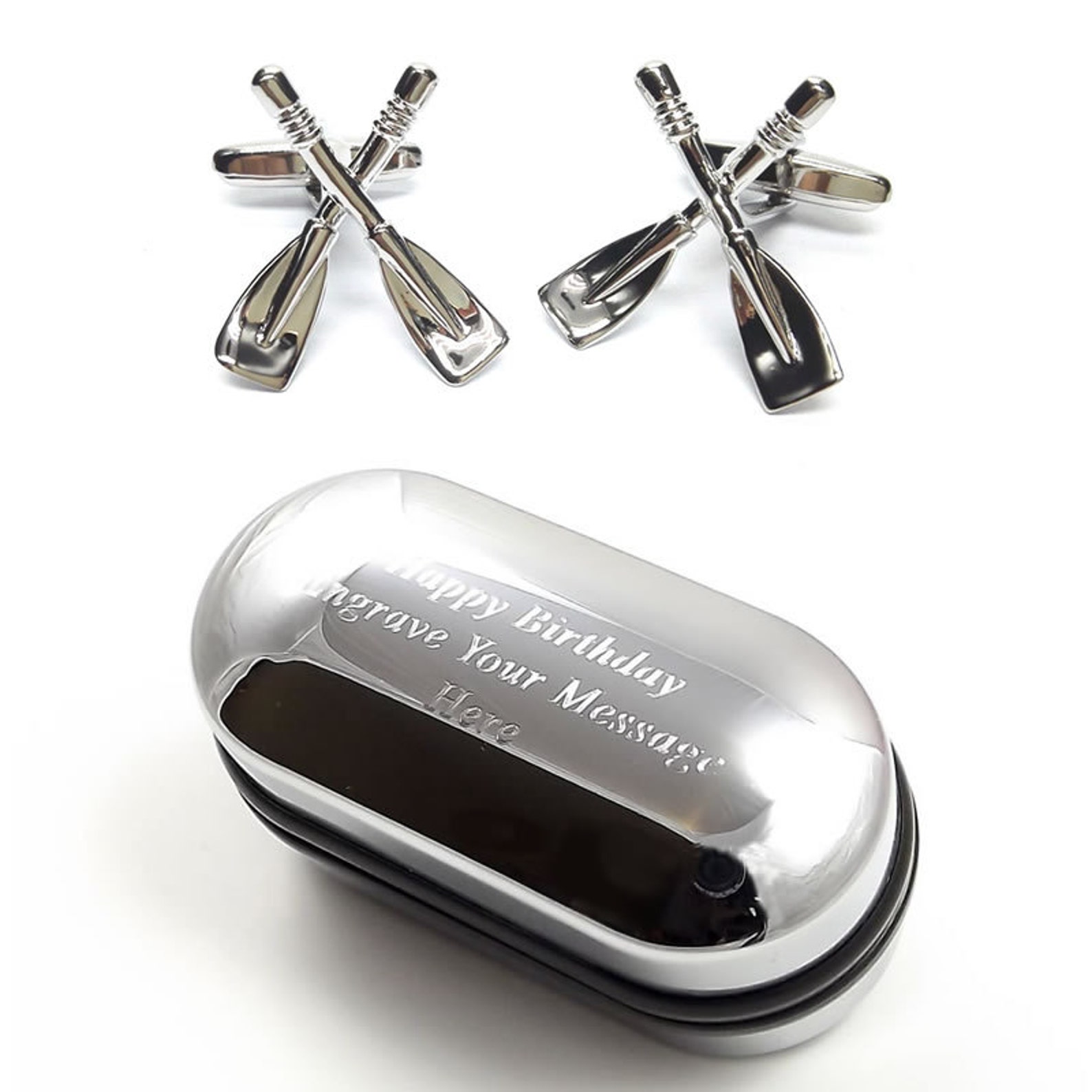 Crossed Boat Rowing Oars Cufflinks & Engraved Gift Box (X2AJ037 ...
