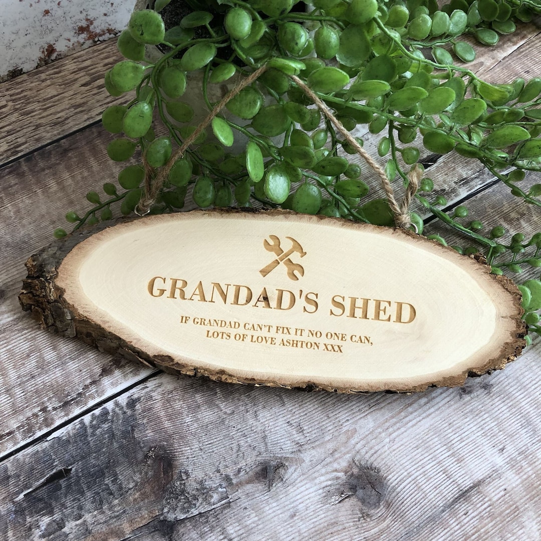 Personalised Engraved Wooden Garden Shed Hanging Sign | Grandads Shed ...