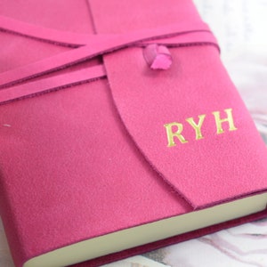 Personalised Embossed Medium Pink Genuine Leather Journal - Handmade in ...