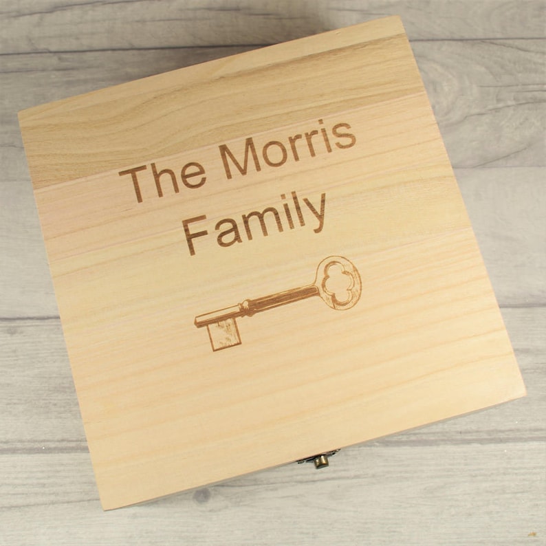 Engraved & Personalised Wooden Key Box - Family Key Box, Wooden ...