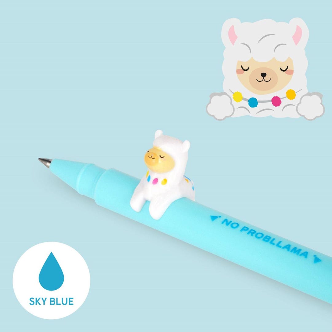 Legami Lovely Friends Llama Blue Ink Gel Pen, Llama Gel Pen, Cute Llama ...