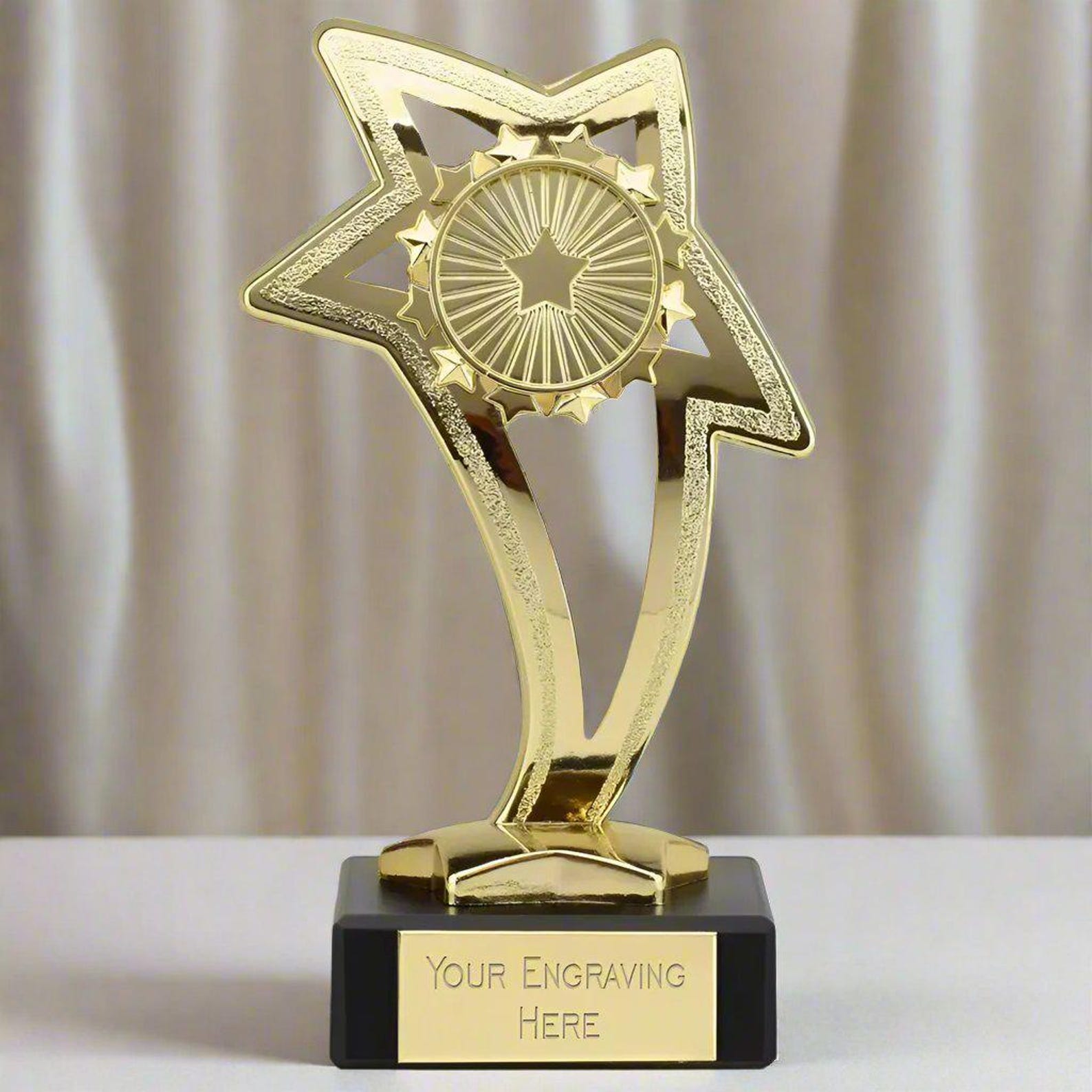 Gold Shooting Star Trophy Award, Curved Star Award, Add Your Own Logo ...