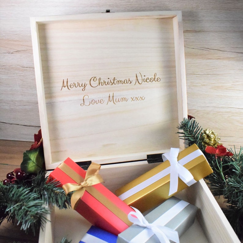 Personalised Printed Xmas Eve Box - Custom Wooden Christmas Box for ...