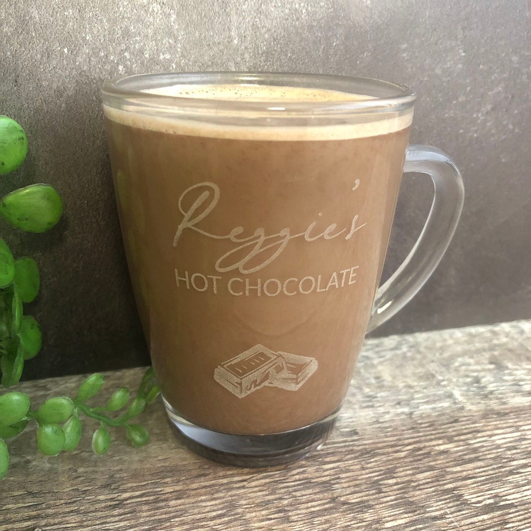Personalised Engraved Glass Mug With Chocolate Pieces, Engraved Mug ...