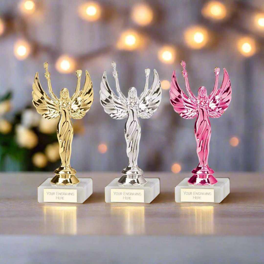 Personalised Victory Multisport Trophy Award, Gold, Silver & Pink ...