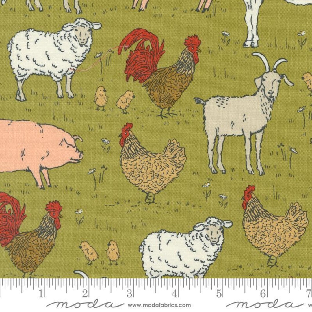 Farmstead - Animals Meadow by Stacy Lest Hsu for Moda Fabrics, 1/2 Yard ...