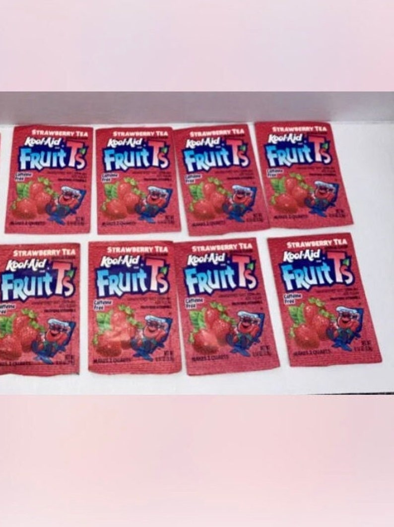 Lot of 8 Vintage Kool-aid Fruit Ts Strawberry Tea Drink Mix Packets ...