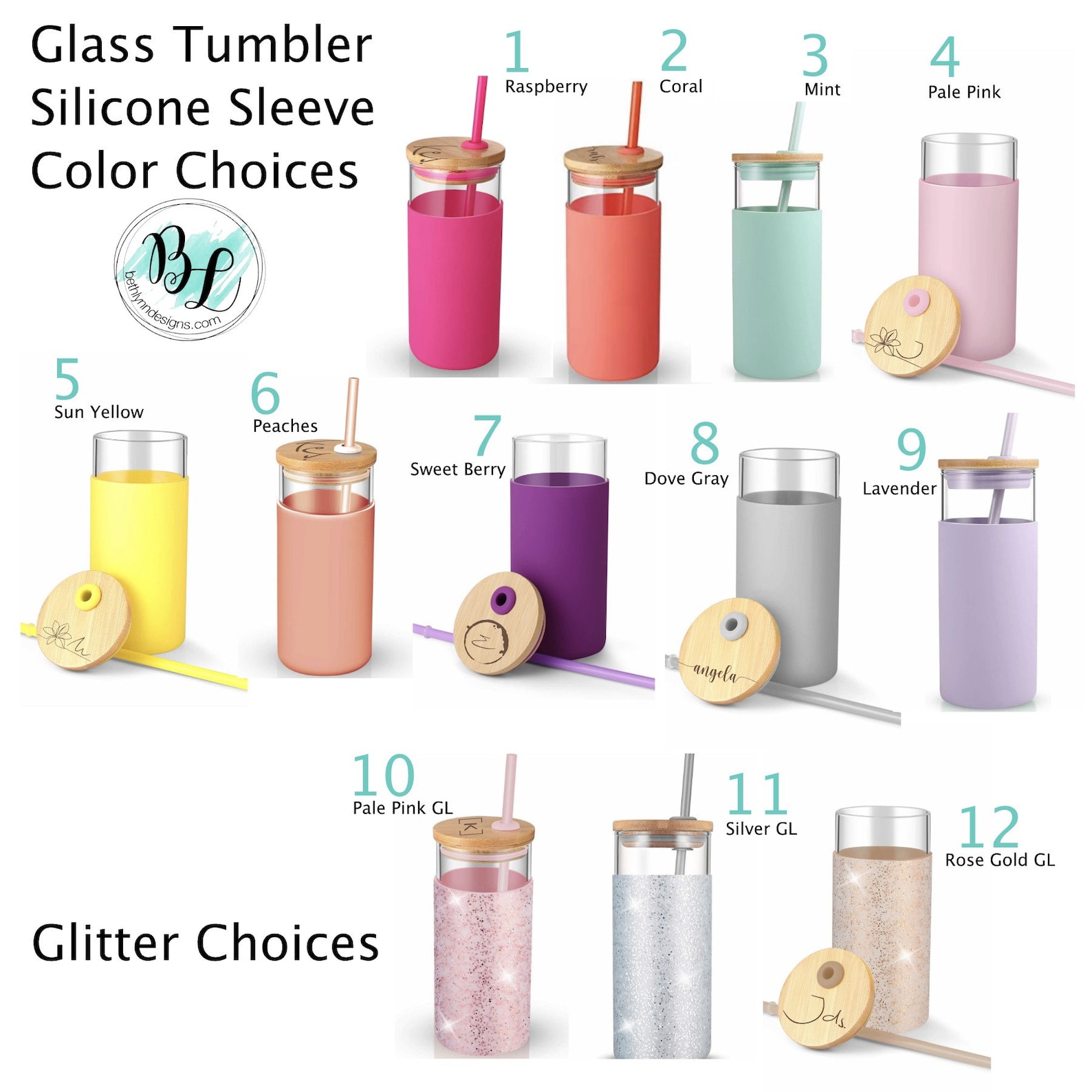 Engraved Customized Glass Tumbler with Bamboo Lid NO Vinyl | Etsy