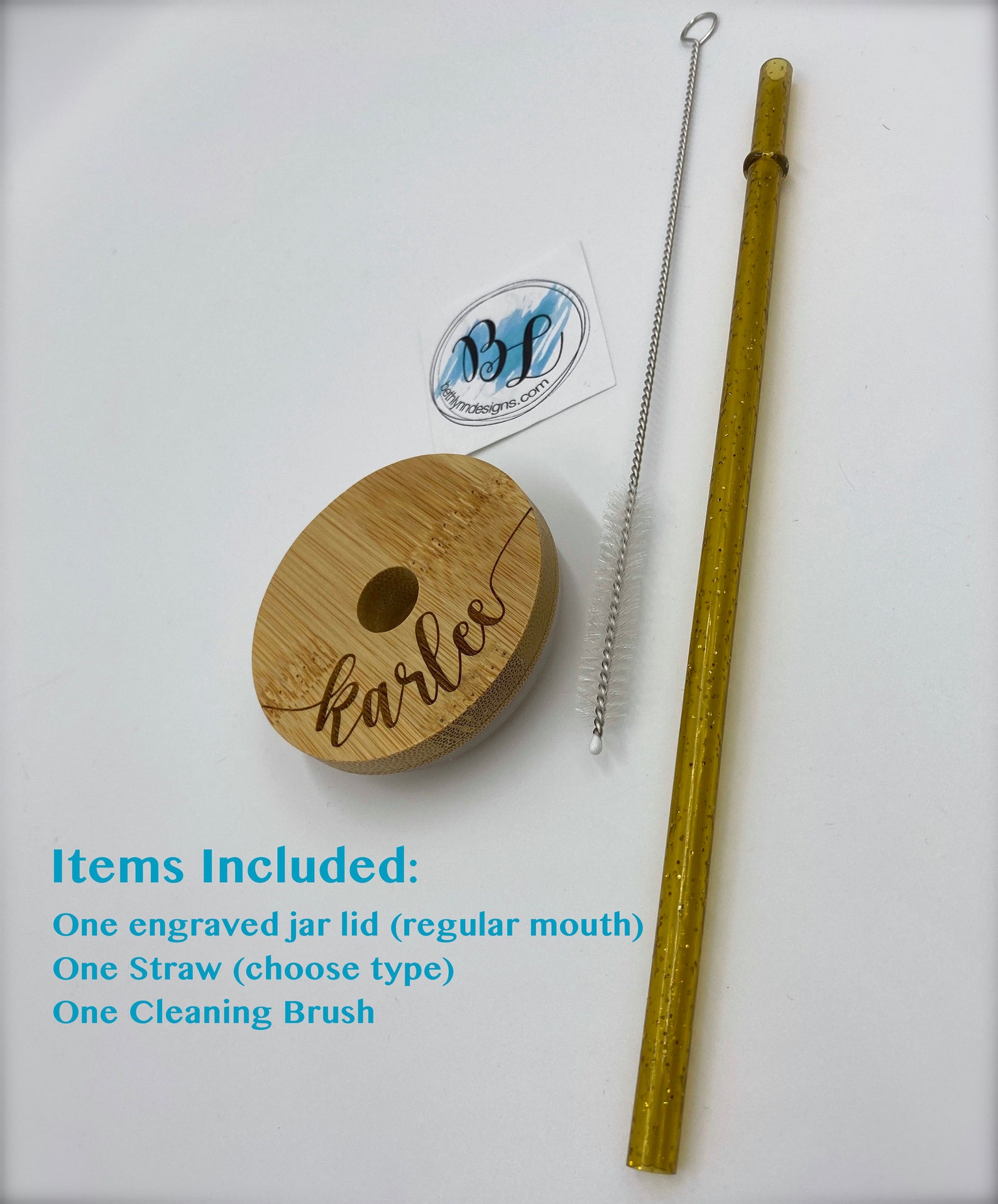 Engraved Customized Bamboo Lid W/ Straw Regular Mouth NO - Etsy