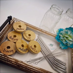 Engraved Customized Bamboo Lid W/ Straw | Regular Mouth | NO Vinyl ...