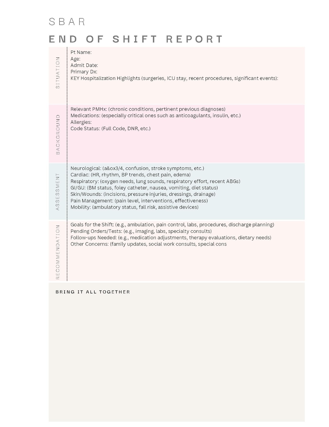 SBAR Handoff Report Template - Etsy