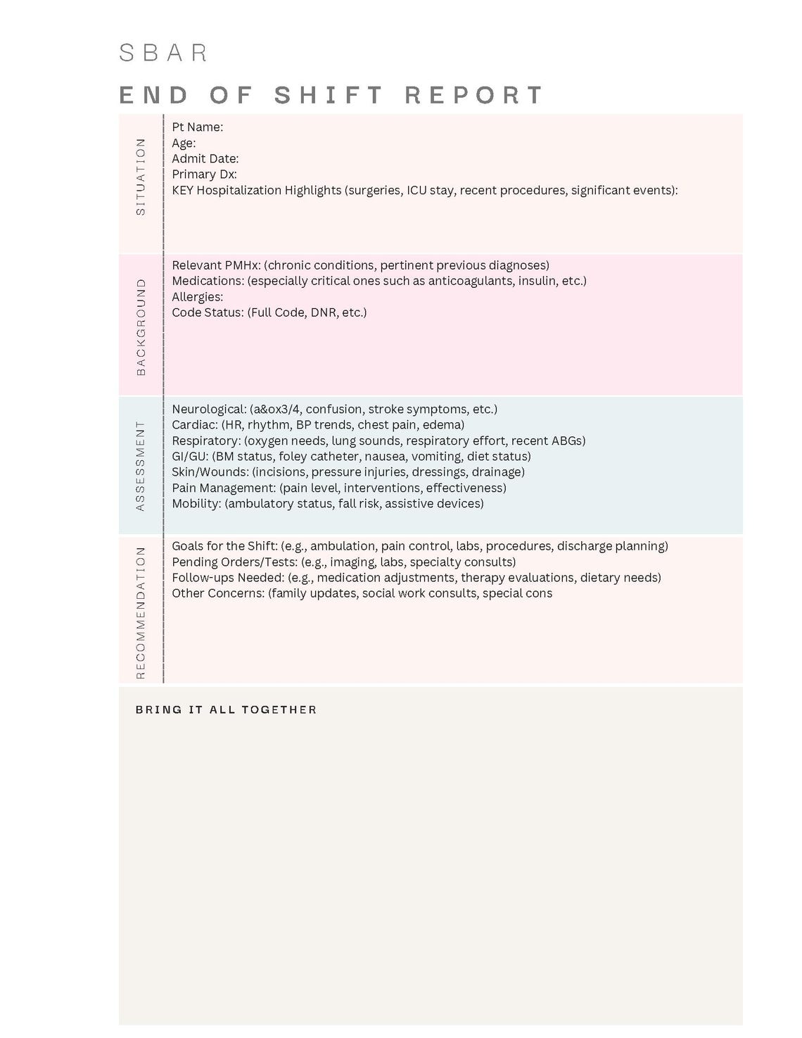 SBAR Handoff Report Template - Etsy