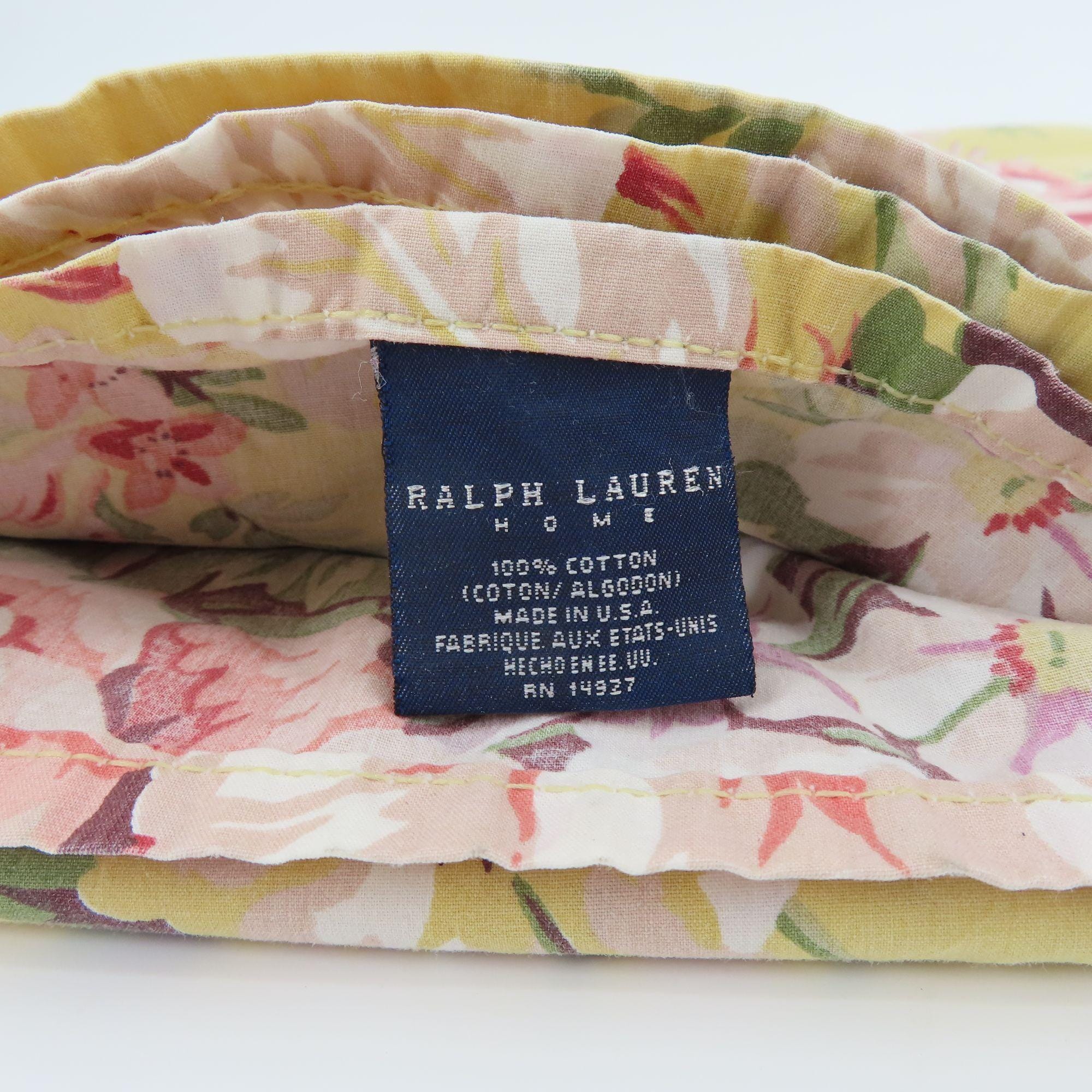 VTG Ralph Lauren Home Sophie Brooke Yellow Floral Full Flat Sheet ...