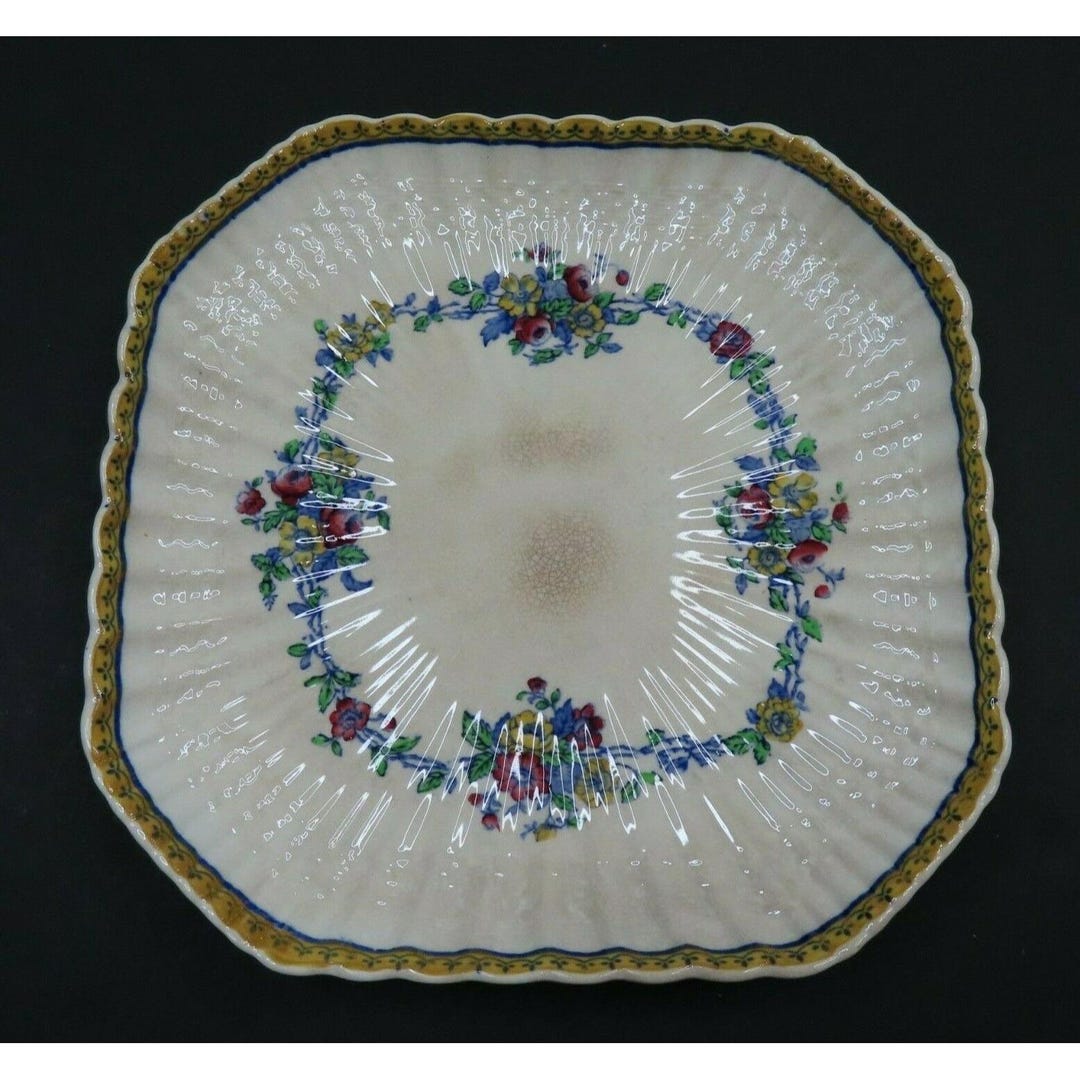 Copeland Spode England Red Roses Flower Floral Square Basket Weave ...