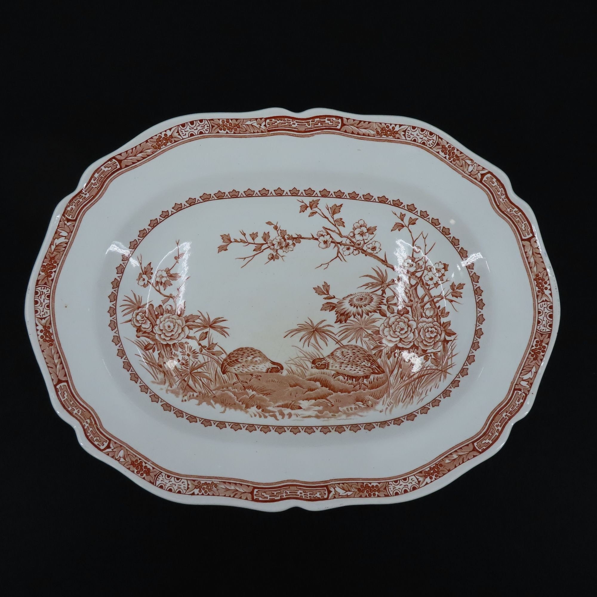 Vintage Furnivals Quail 684771 England Brown Platter 13.5in Floral ...