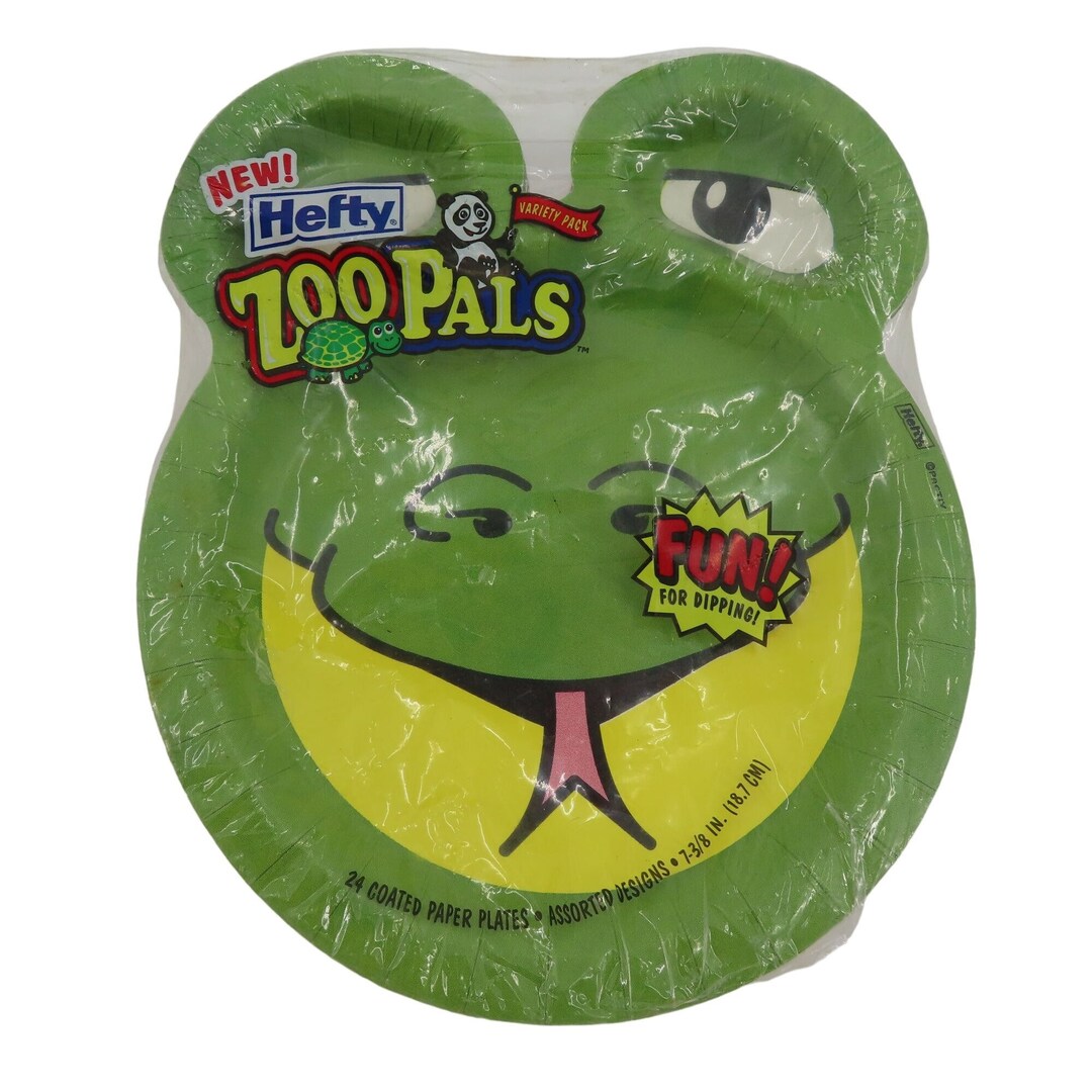 VTG Hefty 2001 Zoo Pals 24 Coated Paper Plates Animal Shapes Variety ...