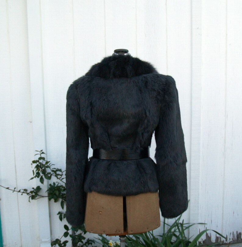 Vintage 1980's Dark Gray Rabbit Fur Jacket | Etsy