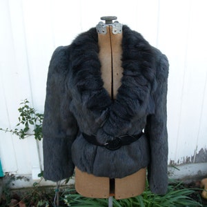Vintage 1980's Dark Gray Rabbit Fur Jacket | Etsy