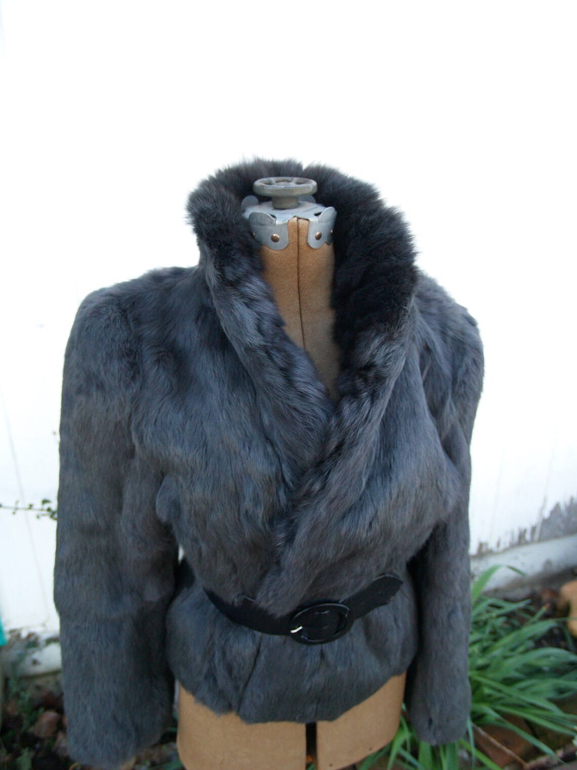 Vintage 1980's Dark Gray Rabbit Fur Jacket | Etsy