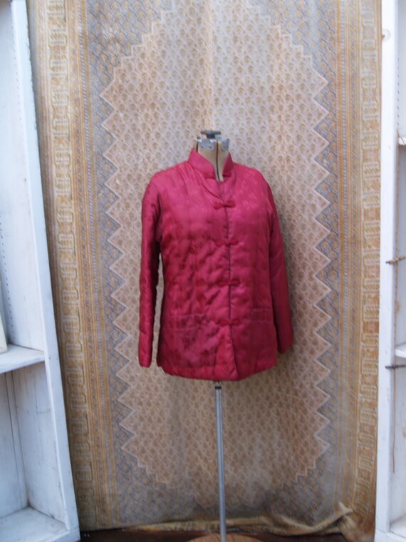 Chinese Mandarin Quilted Jacket Fuchsia Vintage - Gem