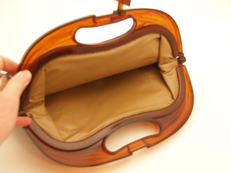 Vintage Black Leatherette and Faux Tortoiseshell Handle Bag - Etsy