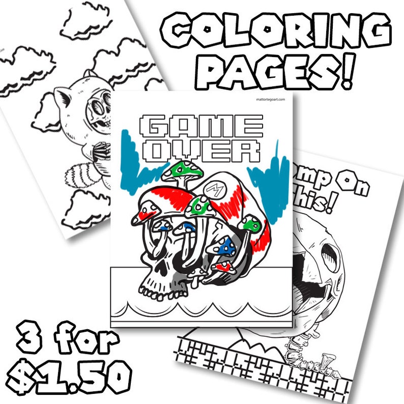 Retro Video Game Coloring Pages - Etsy
