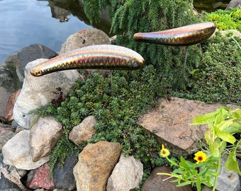 Garden Fish Sculpture Stainless Steel Handmade Welded Metal Patina ...