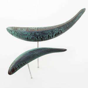 Verdigris Bronze Sculpture Garden Fish Handmade Welded Metal Art Green ...