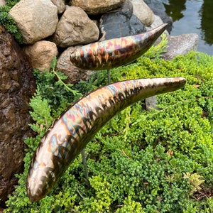 Koi Fish Bronze Sculpture Garden Art Handmade Welded Metal Art Patina ...
