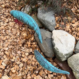 Verdigris Bronze Sculpture Garden Fish Handmade Welded Metal Art Green ...