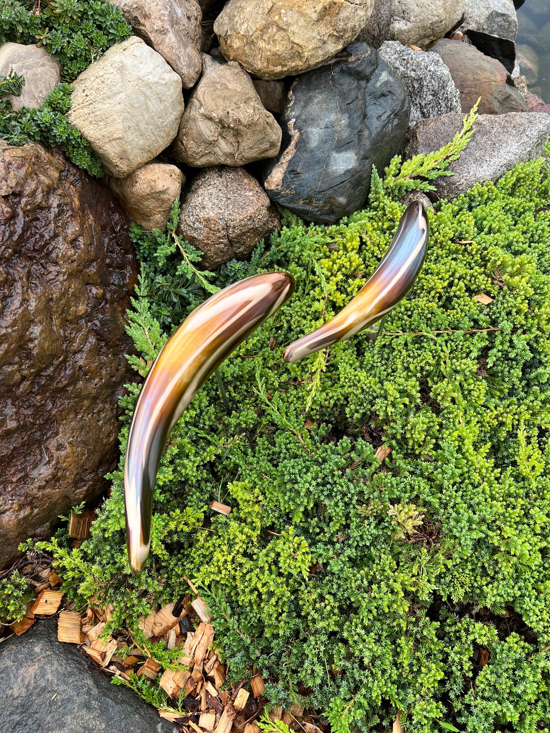Bronze Sculpture Garden Fish Handmade Welded Metal Art Patina Outdoor ...