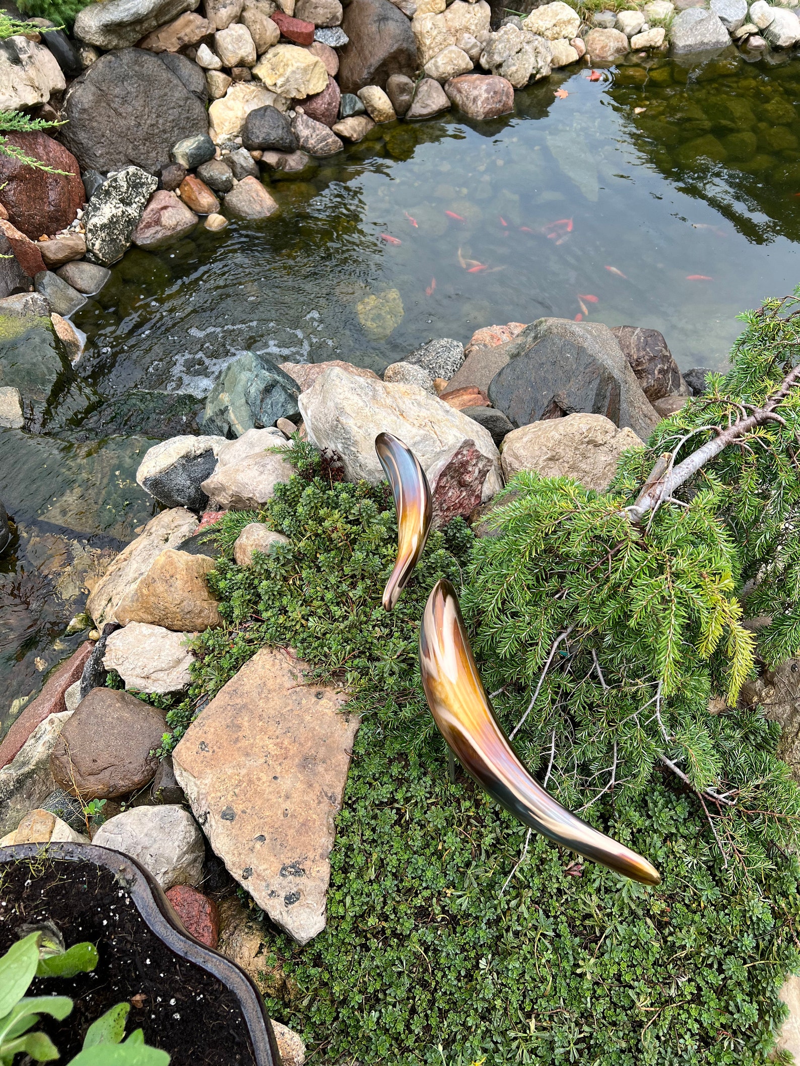 Bronze Sculpture Garden Fish Handmade Welded Metal Art Patina Outdoor ...