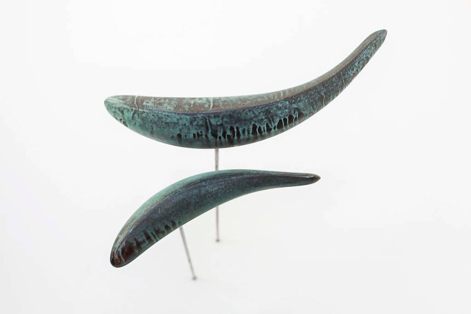 Verdigris Bronze Sculpture Garden Fish Handmade Welded Metal Art Green ...