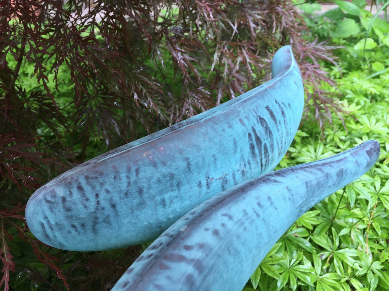 Verdigris Bronze Sculpture Garden Fish Handmade Welded Metal Art Green ...
